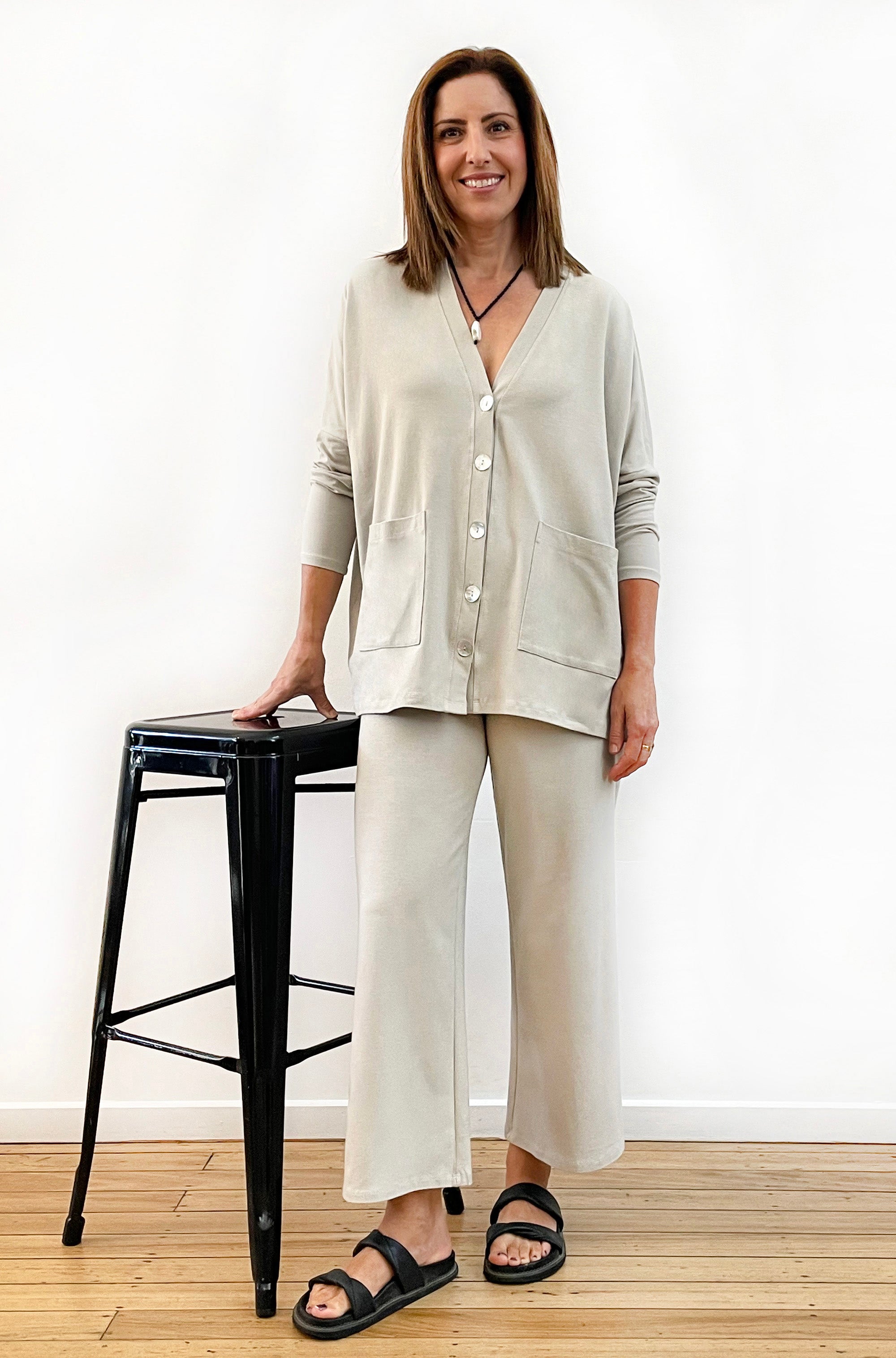BAMBOO/ORGANIC COTTON BUTTON THRU CARDI CALICO