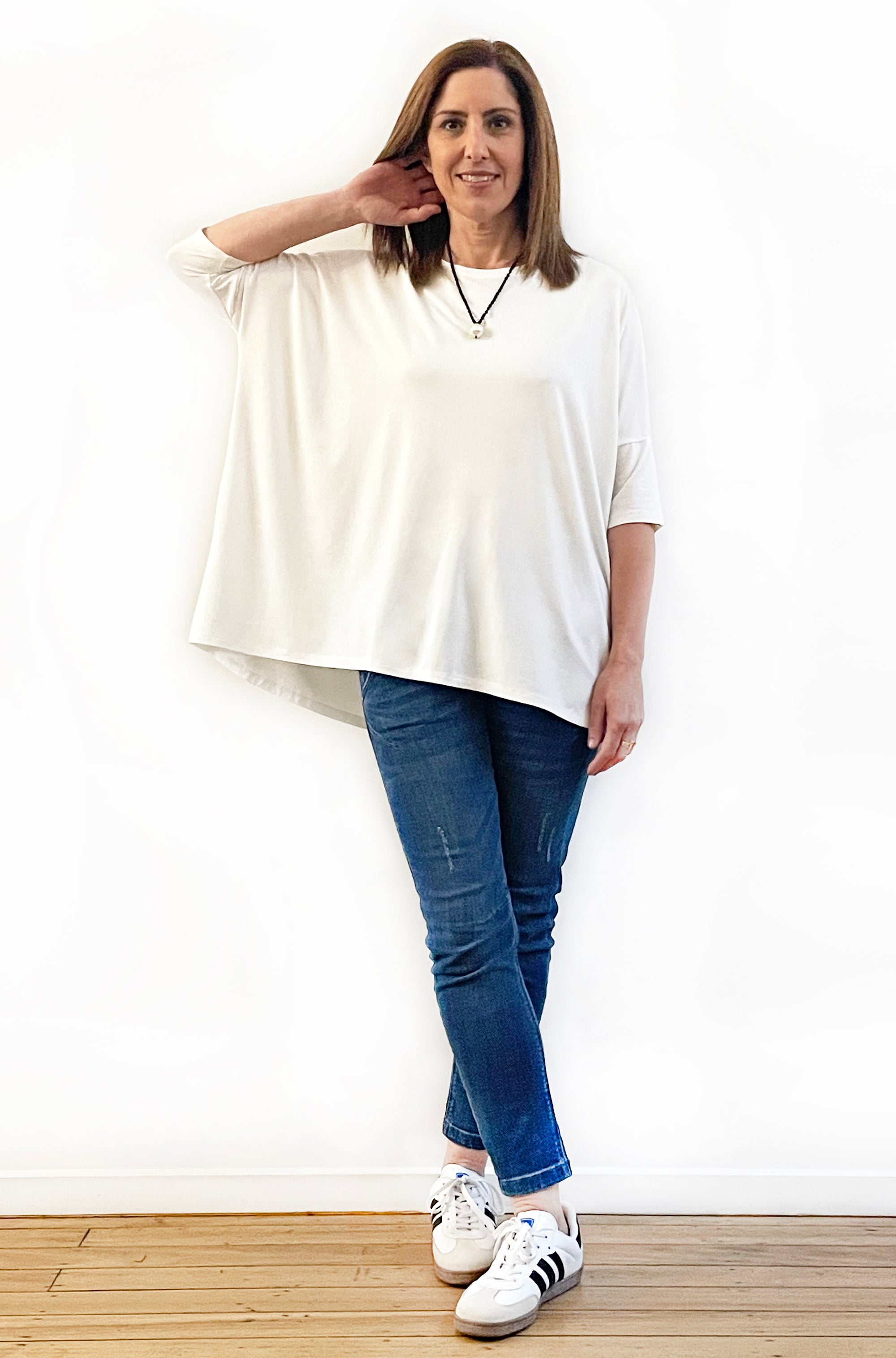 Bamboo Short Sleeve Curved Hem Box Top Shop Online