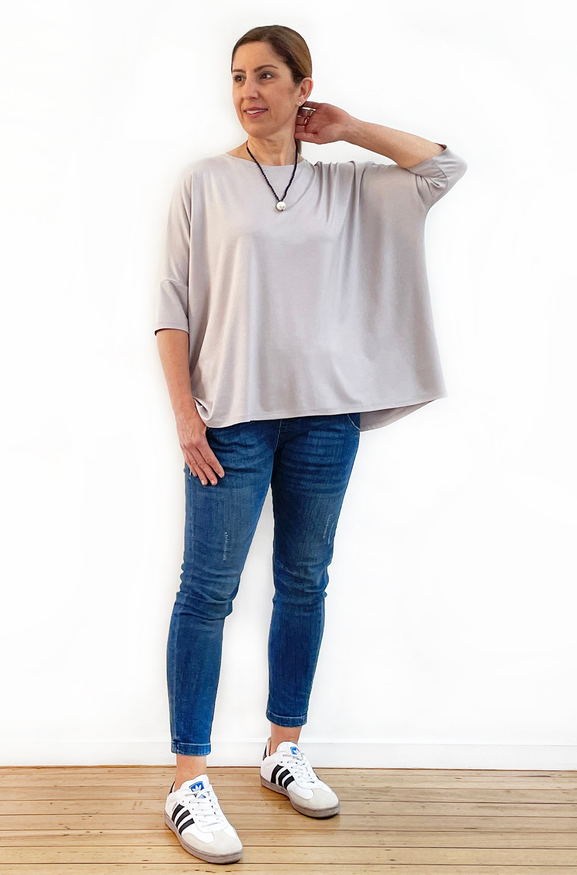 Bamboo Short Sleeve Curved Hem Box Top Shop Online